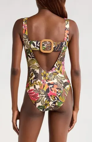 HUTCH Buckle Back One-piece Swimsuit - Multicolor Tropical