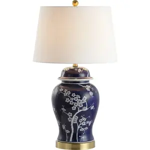 JONATHAN Y Gracie 29.5" Traditional Cottage Ceramic/metal Ginger Jar Led Table Lamp - White/navy