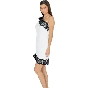 AKALIA Zeena One Shoulder Lace Mini Dress - Black