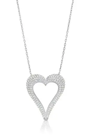 SHYMI Cutout Heart Pendant Necklace - Silver
