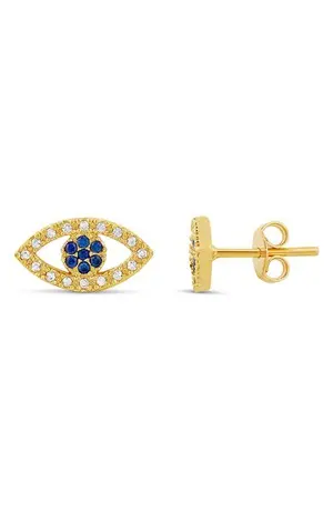 SHYMI Pavé Evil Eye Stud Earrings - Gold