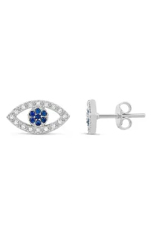 SHYMI Pavé Evil Eye Stud Earrings - Silver