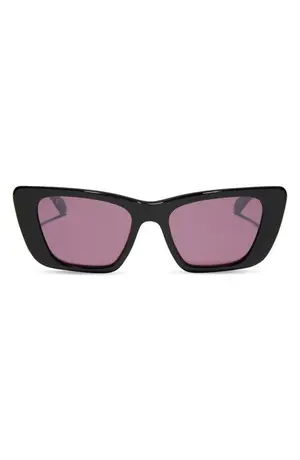 DIFF Aura 51mm Polarized Cat Eye Sunglasses - Aubergine With Silver Flash