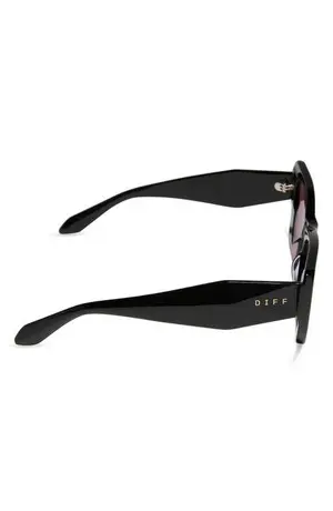DIFF Aura 51mm Polarized Cat Eye Sunglasses - Aubergine With Silver Flash