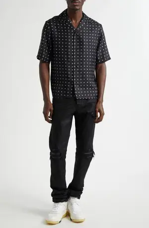 Amiri Mx1 Leather Patched Waxed Jeans - Black