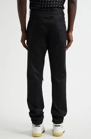 Amiri Mx1 Leather Patched Waxed Jeans - Black