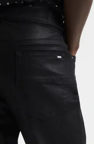 Amiri Mx1 Leather Patched Waxed Jeans - Black