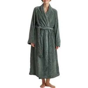 PAPINELLE Long Plush Robe - Deep Moss