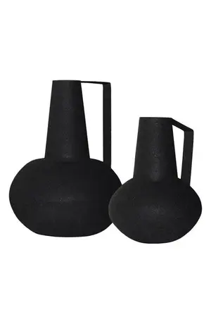 RENWIL Monarda Set Of Two Iron Vases - Black