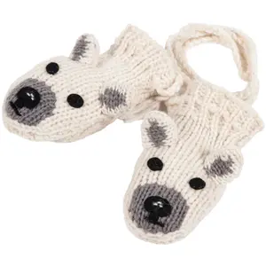 NIRVANNA DESIGNS Polar Bear Knitted Mittens - White