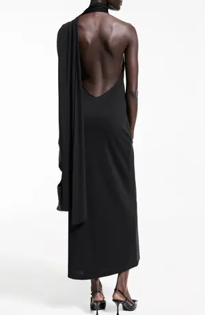 Mango Asymmetric Drape Maxi Dress