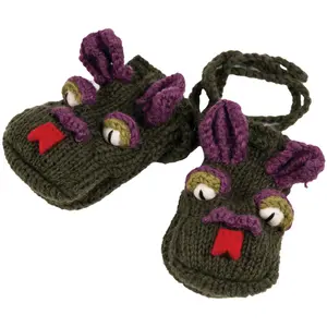 NIRVANNA DESIGNS Dragon Knitted Mittens - Brown