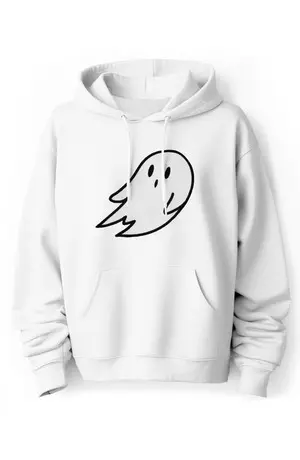 DALIX Giant Ghost Fleece Hoodie - White