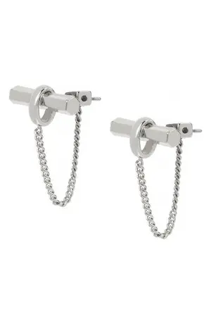 ALLSAINTS Toggle & Chain Earrings - Rhodium