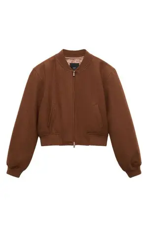 Mango Wool Blend Bomber Jacket