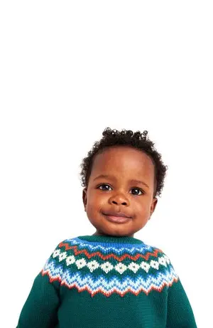 PRIMARY Baby Fair Isle Sweater - Spruce Rainbow Fairisle