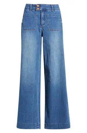 Wit & Wisdom Ab'solution Patch Pocket Wide Leg Jeans - Blue