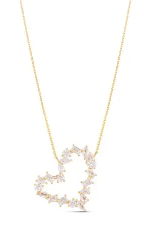 SHYMI Mixed Cubic Zirconia Heart Pendant Necklace - Gold