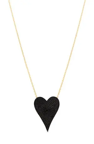 SHYMI Jumbo Pavé Heart Pendant Necklace - Black