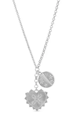 SHYMI Fluted Heart Charm Necklace - Silver