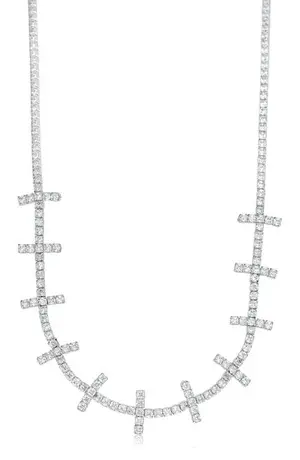 SHYMI Cubic Zirconia Bar Tennis Necklace - Silver
