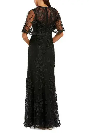 Mac Duggal Floral Embroidered Gown - Black