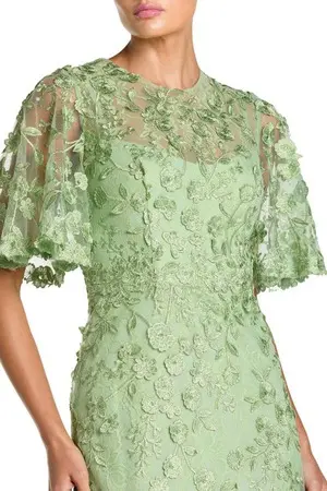 Mac Duggal Floral Embroidered Gown - Sage