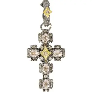 Armenta Diamond & Morganite Cross Enhancer - Silver/ Gold