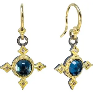 Armenta Cross Drop Earrings - Blue