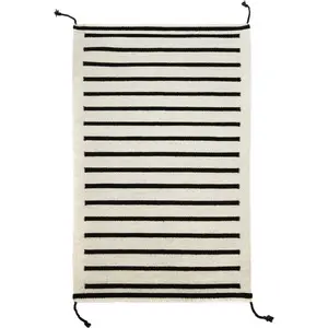 ARCHIVE NEW YORK Zapotec Striped Handwoven Flatweave Wool Rug - Black