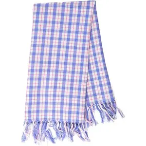 ARCHIVE NEW YORK Handwoven Colorful Plaid Cotton Kitchen Towel - Blue