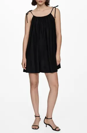 Mango Tie Strap Shift Mini Dress