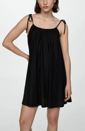Mango Tie Strap Shift Mini Dress