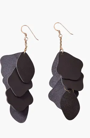 NICKEL & SUEDE Florence Dangle Earrings - Black / Silver Metal