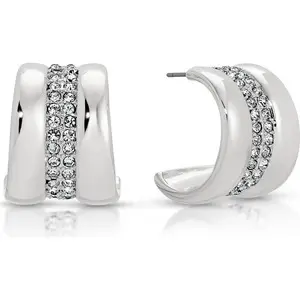 Ettika Pavé Center Hoop Earrings - Silver