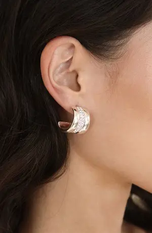 Ettika Pavé Center Hoop Earrings - Silver