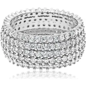 SHYMI Pavé Cubic Zirconia Cigar Band Ring - Silver