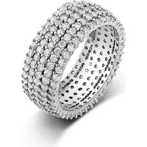 SHYMI Pavé Cubic Zirconia Cigar Band Ring - Silver