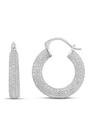 SHYMI Thick Pavé Hoop Earrings - Silver