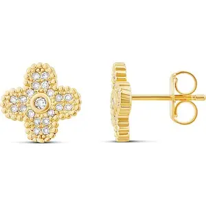 SHYMI Pavé Clover Stud Earrings - Gold