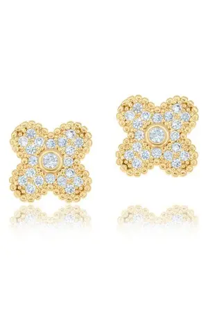 SHYMI Pavé Clover Stud Earrings - Gold