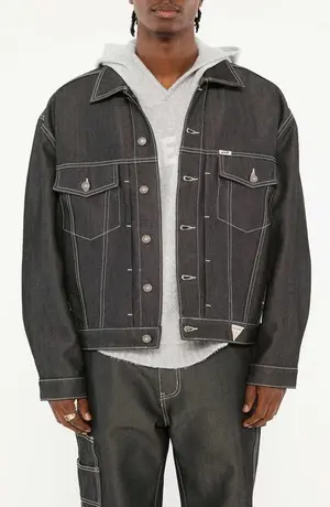 GUESS ORIGINALS Metallic Denim Trucker Jacket