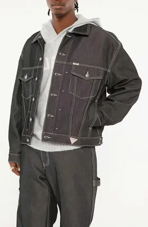 GUESS ORIGINALS Metallic Denim Trucker Jacket