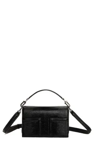 TOTEME Mini T-flap Lizard Embossed Bag - Black