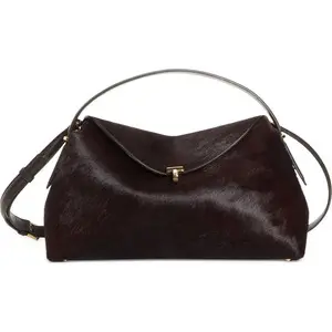 TOTEME T-lock Genuine Calf Hair Top Handle Bag - Wine
