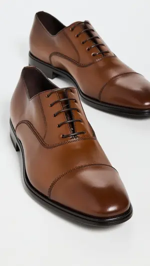FERRAGAMO Boston Leather Lace Up Dress Shoes - Natural/t. Moro