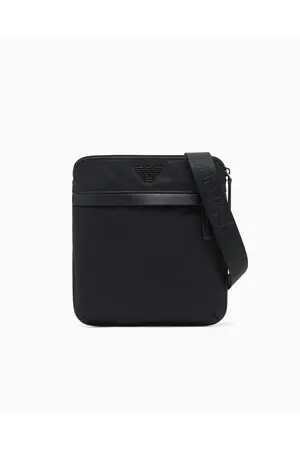 Emporio Armani Recycled-nylon Flat Shoulder Bag - Black