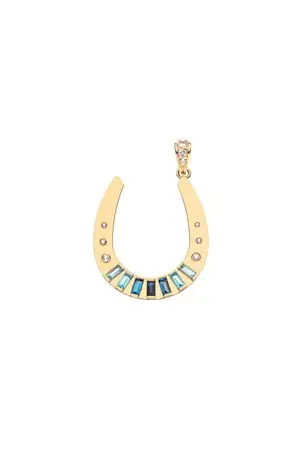 JANE WIN Lucky Horseshoe Pendant In Solid - Gold