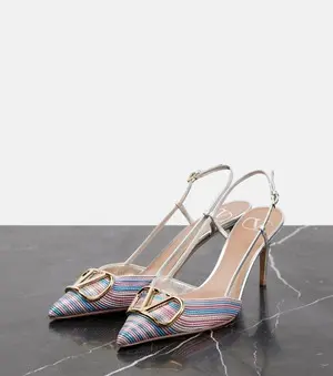 Valentino Garavani Vlogo Signature 80 Leather Slingback Pumps - Multicoloured