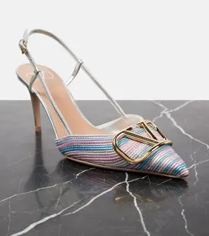 Valentino Garavani Vlogo Signature 80 Leather Slingback Pumps - Multicoloured